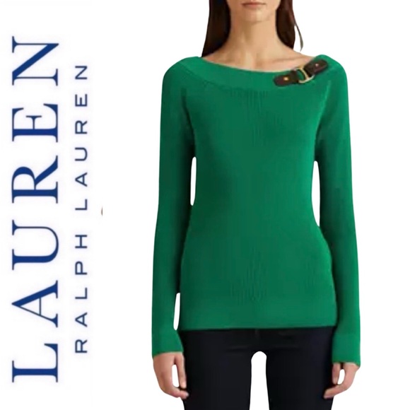 Lauren Ralph Lauren | Sweaters | Ralph Lauren Green Cotton Buckle ...